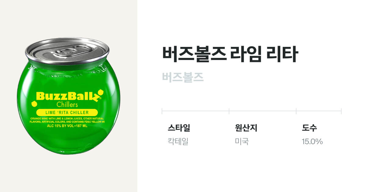 버즈볼즈 라임 리타 - 기타 187mL(Buzzballz Lime Rita) - 벨루가